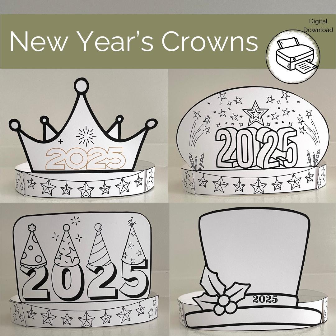 2025 New Year's Eve Paper Hats, Happy New Year Party Hat Crown, Holiday ...