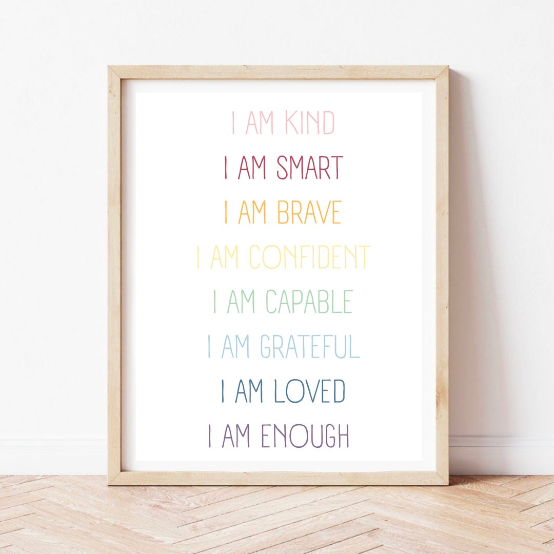 Rainbow Daily Affirmations Art Print, Positive Kids Decor (PNG File) - Etsy