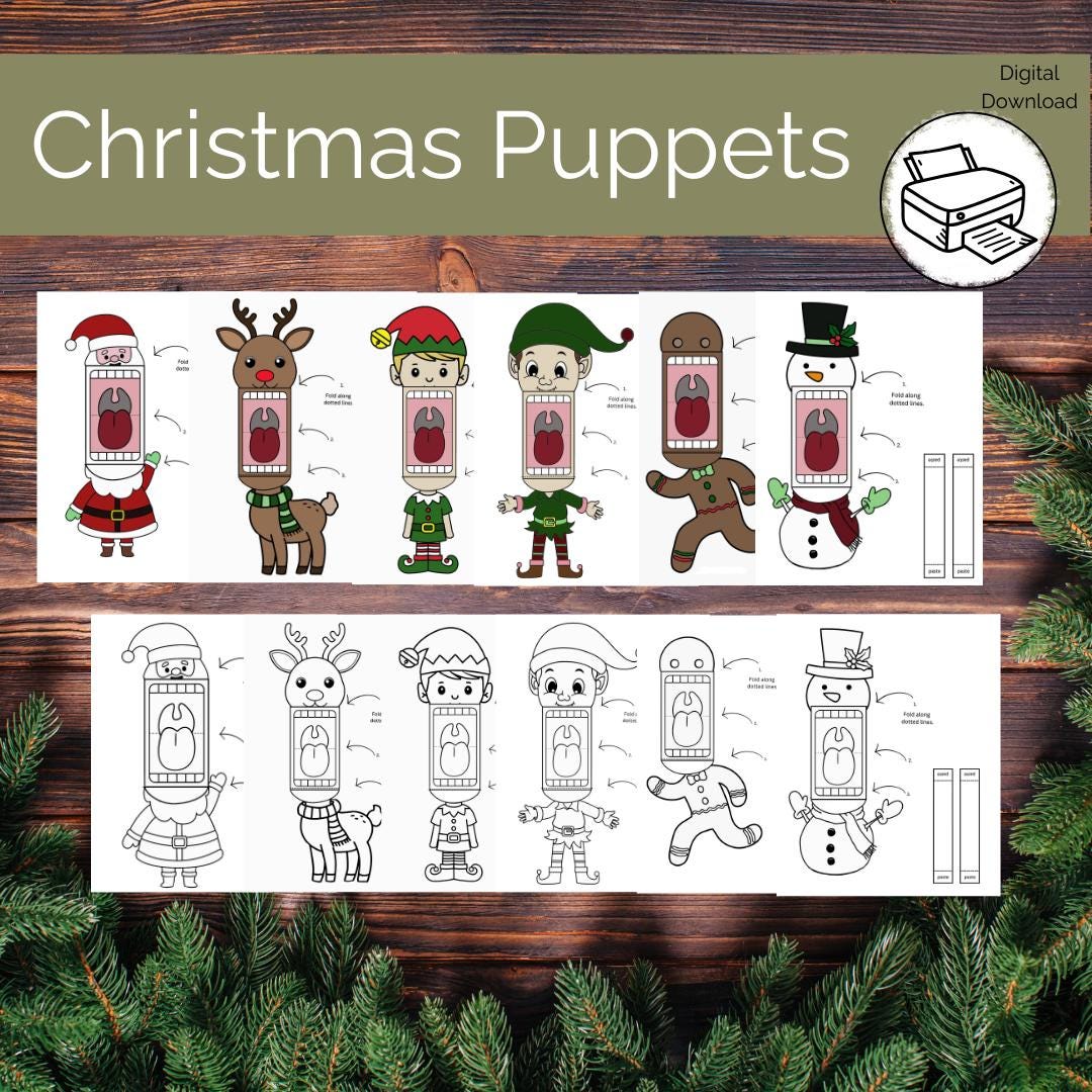 Christmas Puppets: Santa Puppet Frosty the Snowman Puppet (digital ...