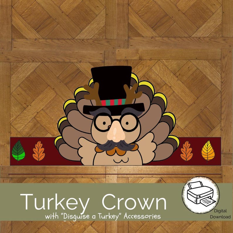 Thanksgiving Turkey Crown Craft: Coloring Paper Hat (digital Download ...