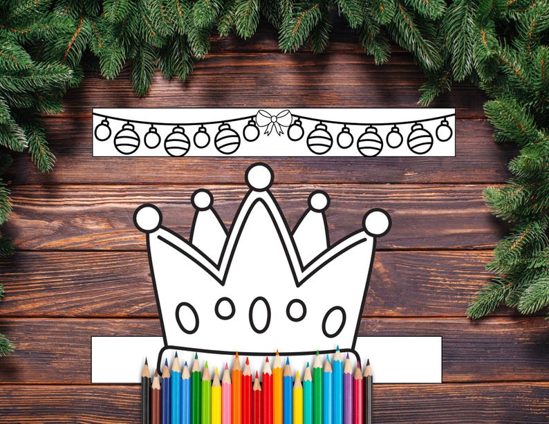 Christmas Crowns Coloring Activity: Printable Holiday Hats (digital ...
