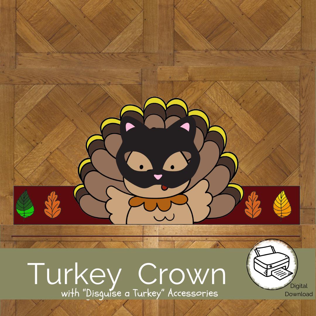 Thanksgiving Turkey Crown Craft: Coloring Paper Hat (digital Download ...