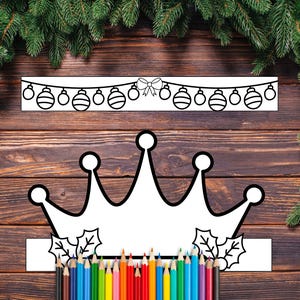 Christmas Crowns Coloring Activity: Printable Holiday Hats (digital ...