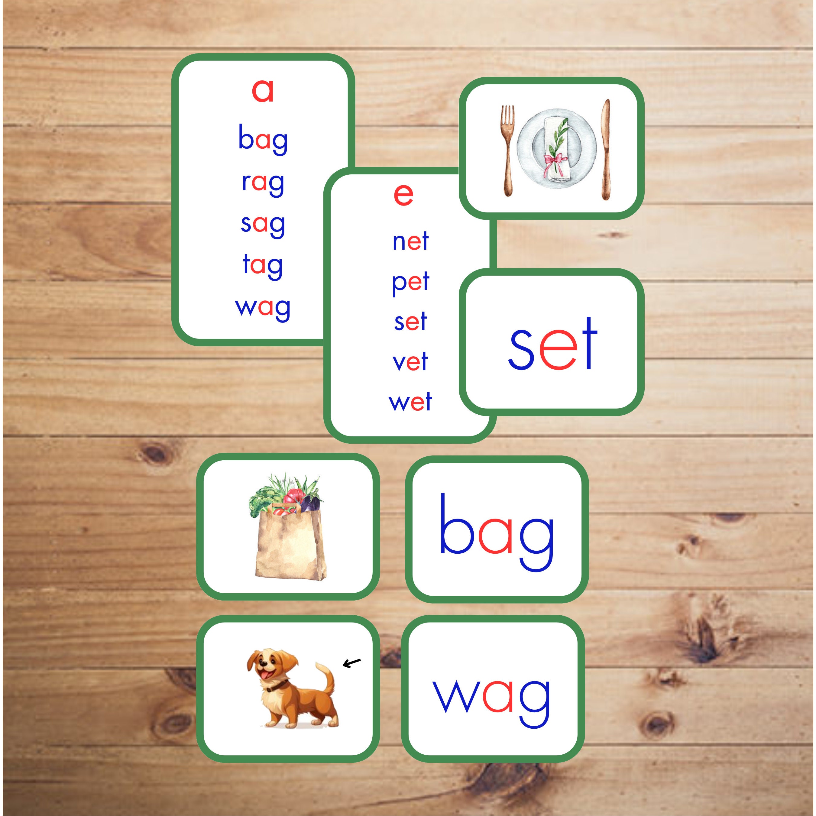Montessori Green Series Language Cards, Learn to Read CVC Words ...