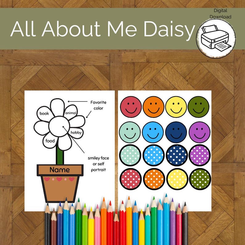 All About Me Worksheet: Back to School Coloring Page (printable Digital ...