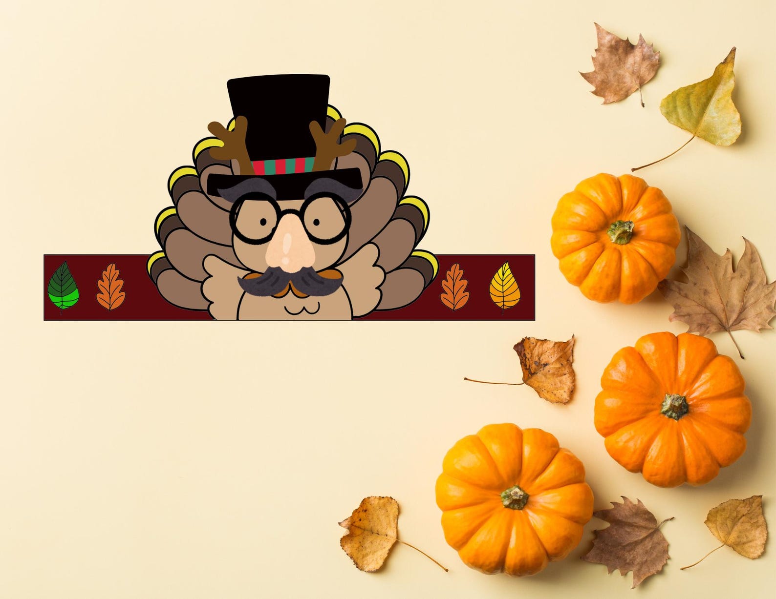 Thanksgiving Turkey Crown Craft: Coloring Paper Hat (digital Download ...