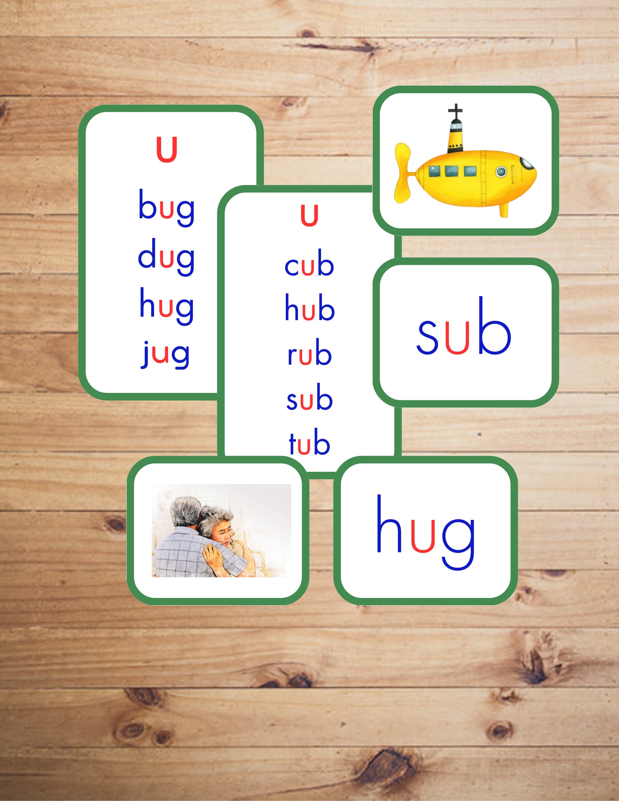 Montessori Green Series Language Cards, Learn to Read CVC Words ...