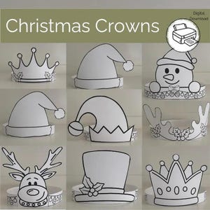Christmas Paper Crowns: Printable Holiday Costume Hats (digital ...