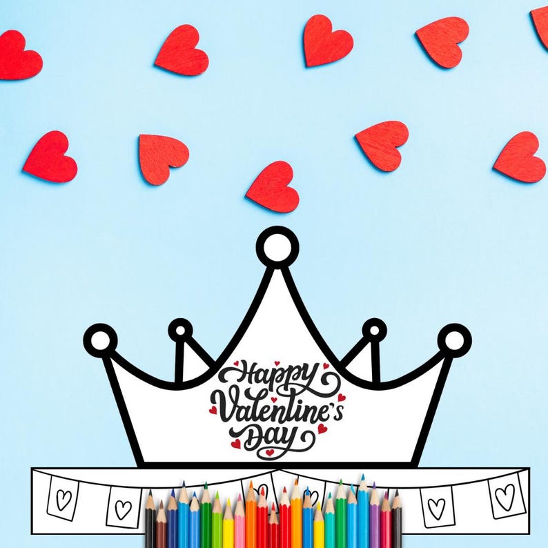 Valentine's Day Craft for Kids Paper Hats Valentine's Day Party Hat ...