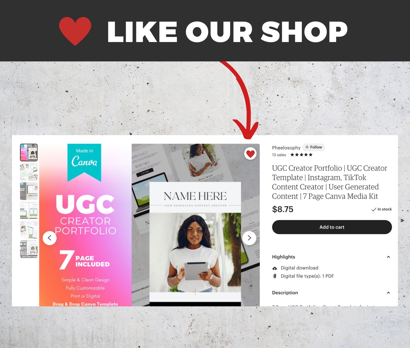 UGC Creator Portfolio CANVA TEMPLATE Instagram Tiktok Etsy