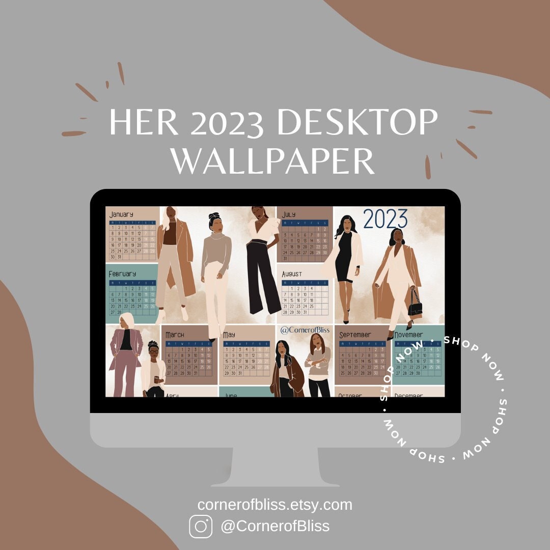 Her 2023 Desktop Calendar Wallpaper - Etsy