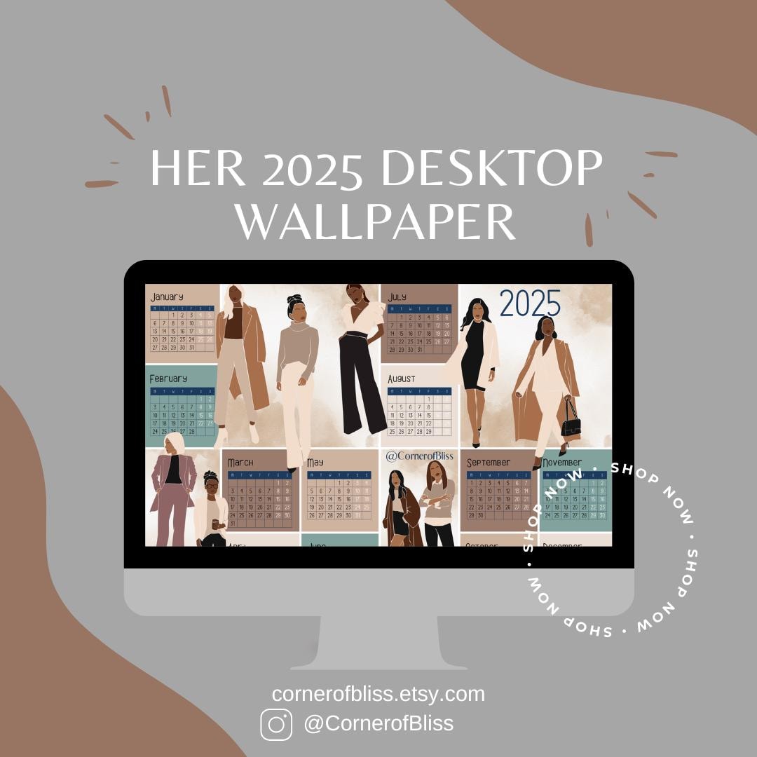 Her 2025 Desktop Calendar Wallpaper - Etsy