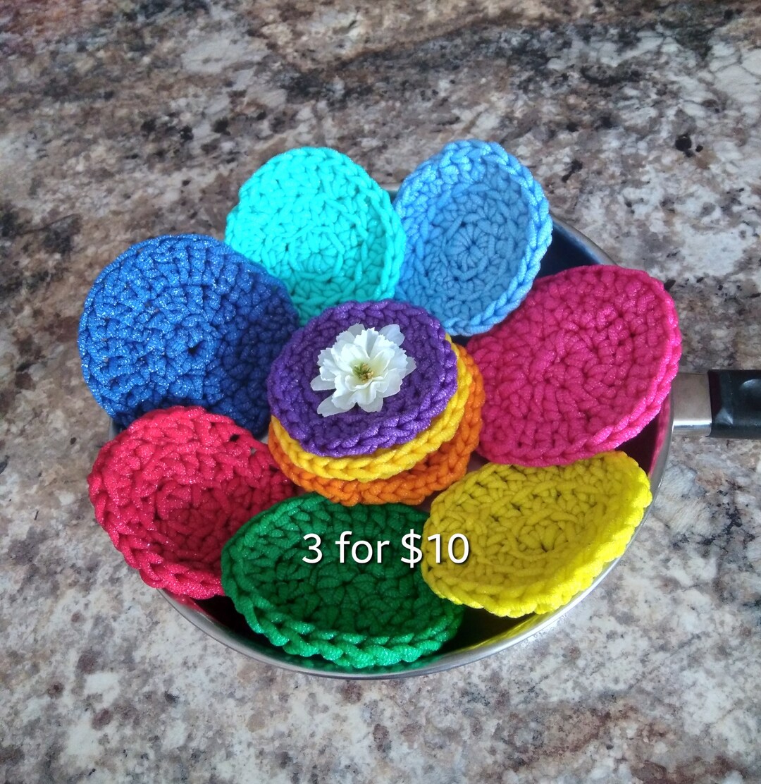 Crocheted Scrubbers, 3 Pack, 100% Nylon Yarn, Excellent Kitchen Helpers ...