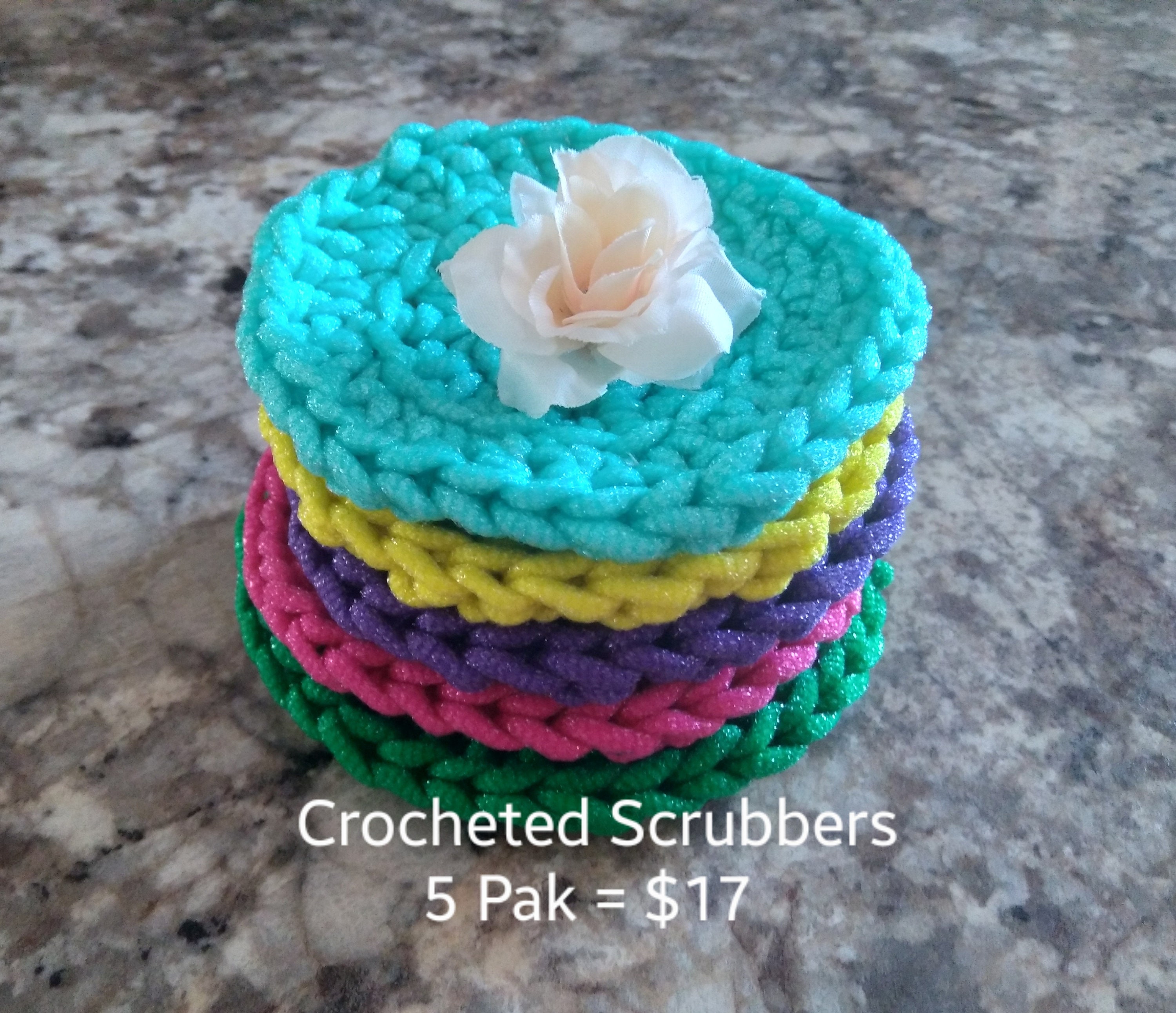 Crocheted Scrubbers, 5 Pak. 100% Nylon Yarn Great Kitchen Helper - Etsy