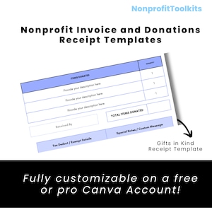 Nonprofit Invoice and Donations Receipt Templates, Editable in Canva ...