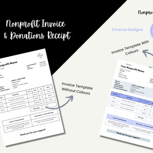 Nonprofit Invoice and Donations Receipt Templates / Charity - Etsy