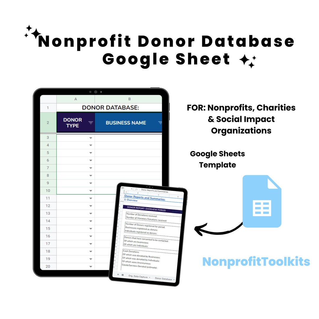 Nonprofit Donor Database Google Sheet Template - Etsy