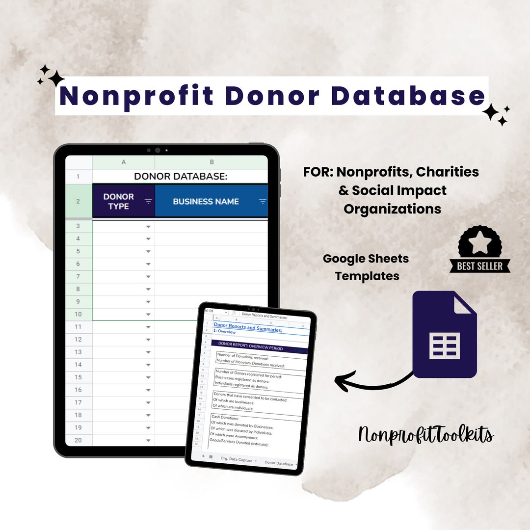 Nonprofit Donor Database Google Sheet / Charity Donor and Donations Tracker and Reporting ...