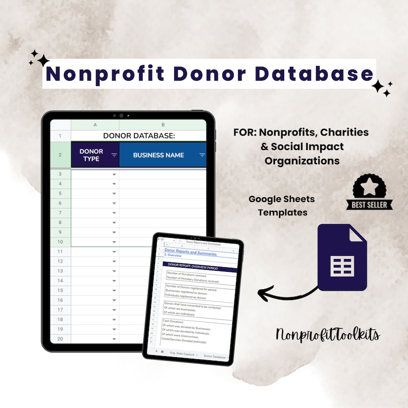 Nonprofit Donor Database Google Sheet / Charity Donor and Donations ...