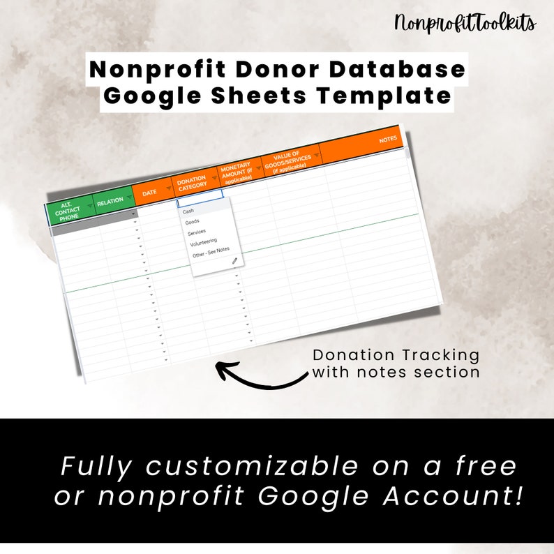 Nonprofit Donor Database Google Sheet / Charity Donor and Donations ...