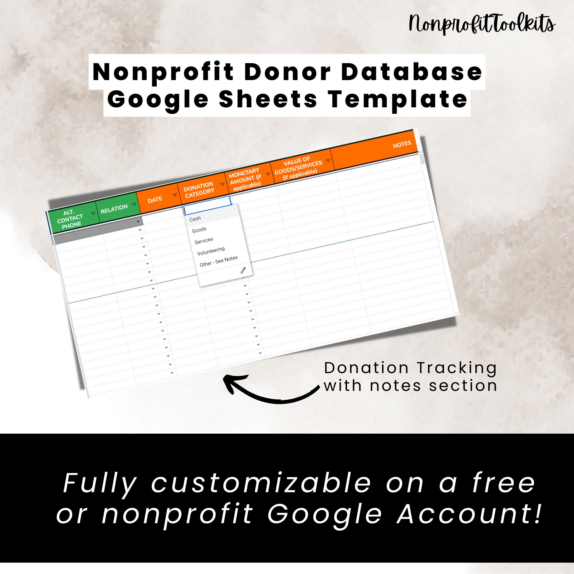 Nonprofit Donor Database Google Sheet / Charity Donor and Donations Tracker and Reporting ...