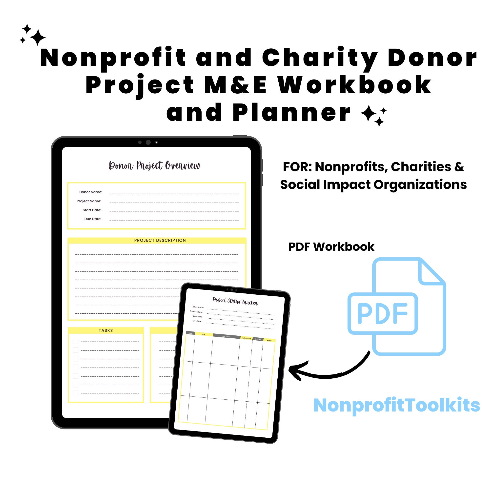 Nonprofit and Charity Donor Project M&E Workbook and Planner ...