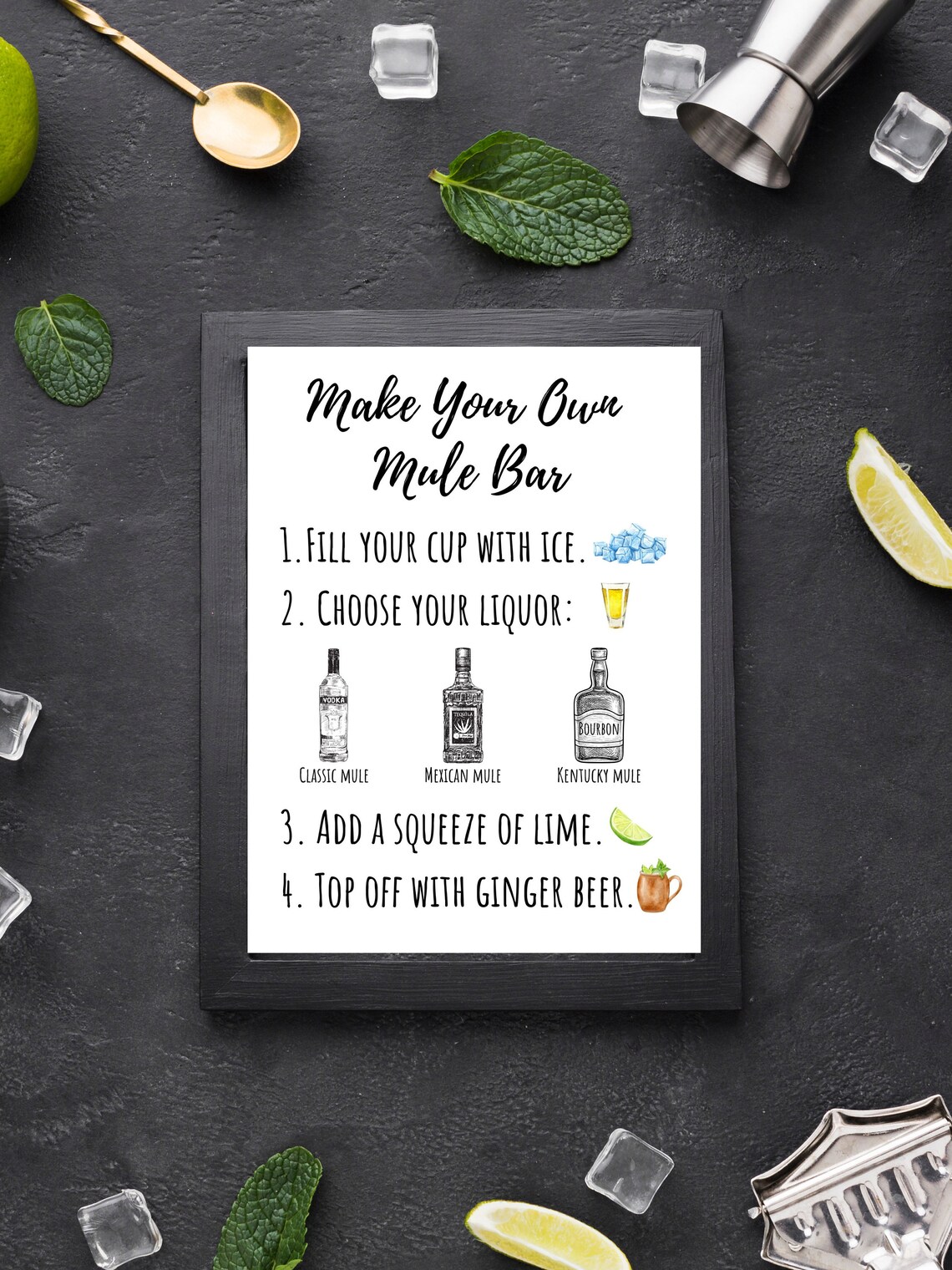 Make Your Own Mule Bar Menu Art (classic Variations) 11"x14" Template ...