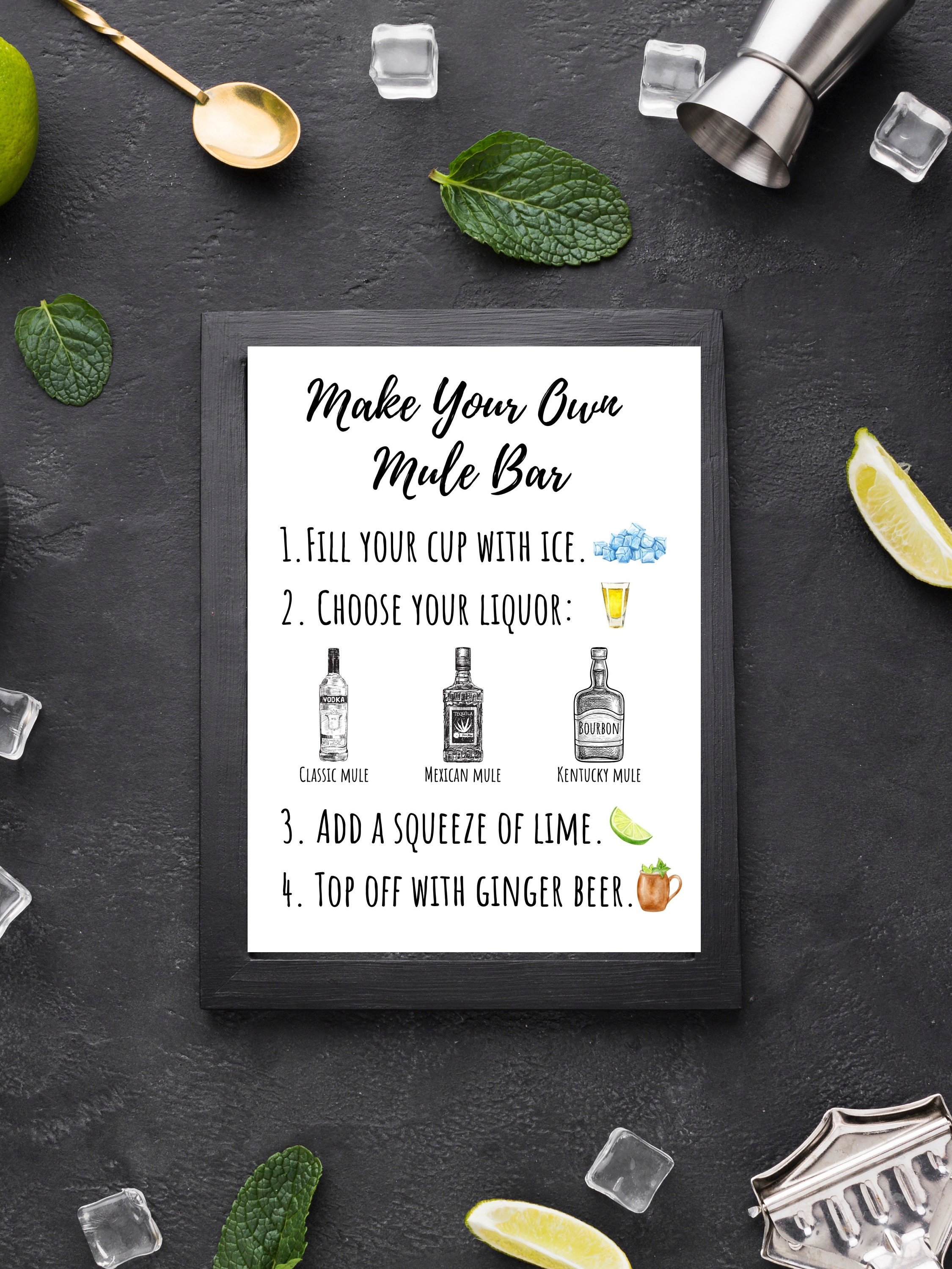 Make Your Own Mule Bar Menu Art (classic Variations) 11"x14" Template ...