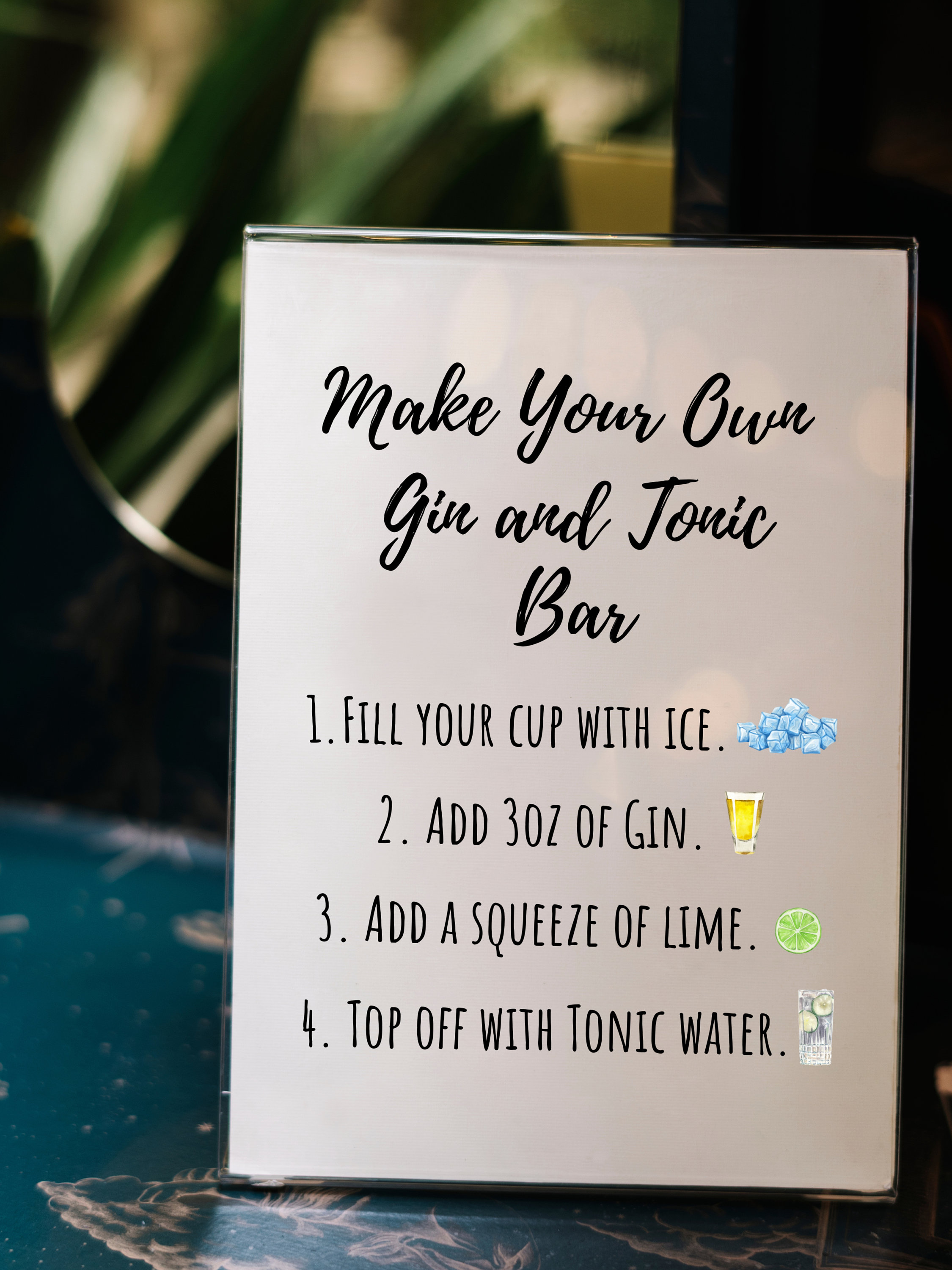 Make Your Own Gin and Tonic Bar Menu Art 11"x14" Template- DIGITAL ...
