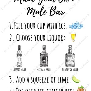 Make Your Own Mule Bar Menu Art (classic Variations) 11"x14" Template ...