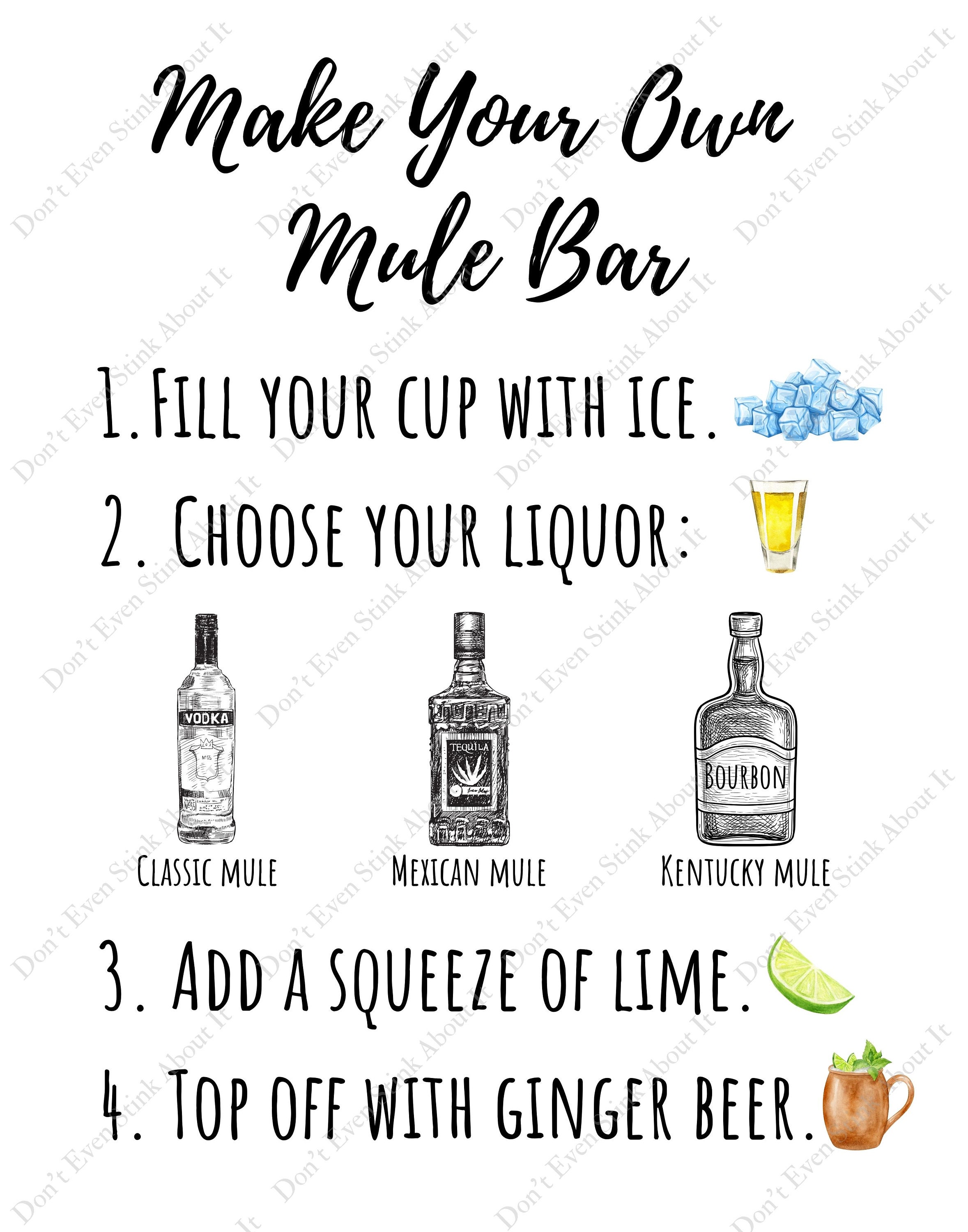 Make Your Own Mule Bar Menu Art (classic Variations) 11"x14" Template ...