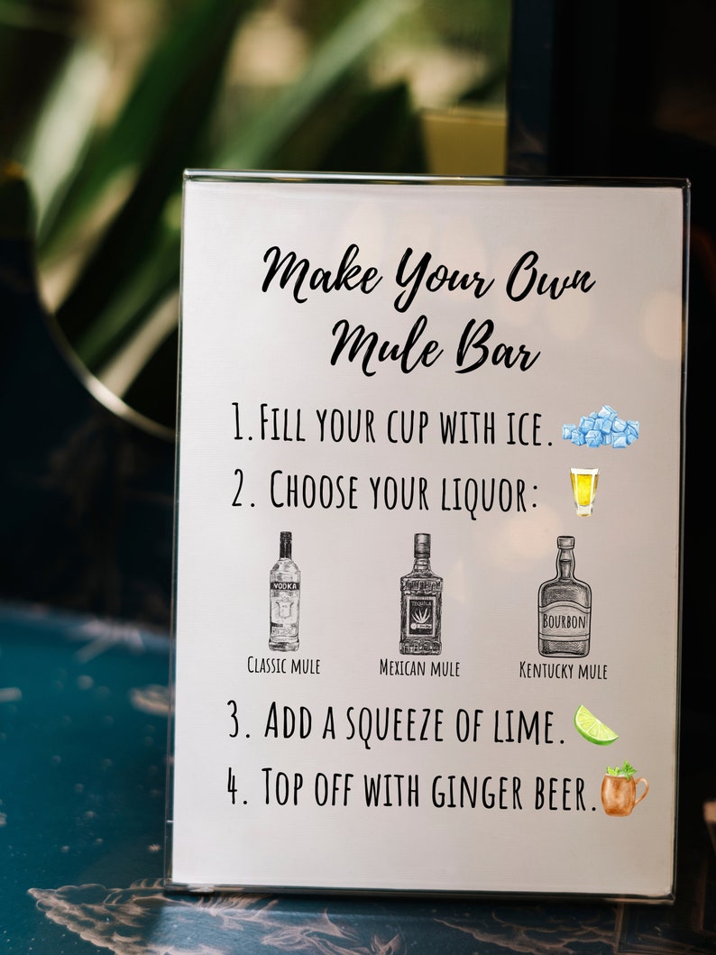 Make Your Own Mule Bar Menu Art (classic Variations) 11"x14" Template ...