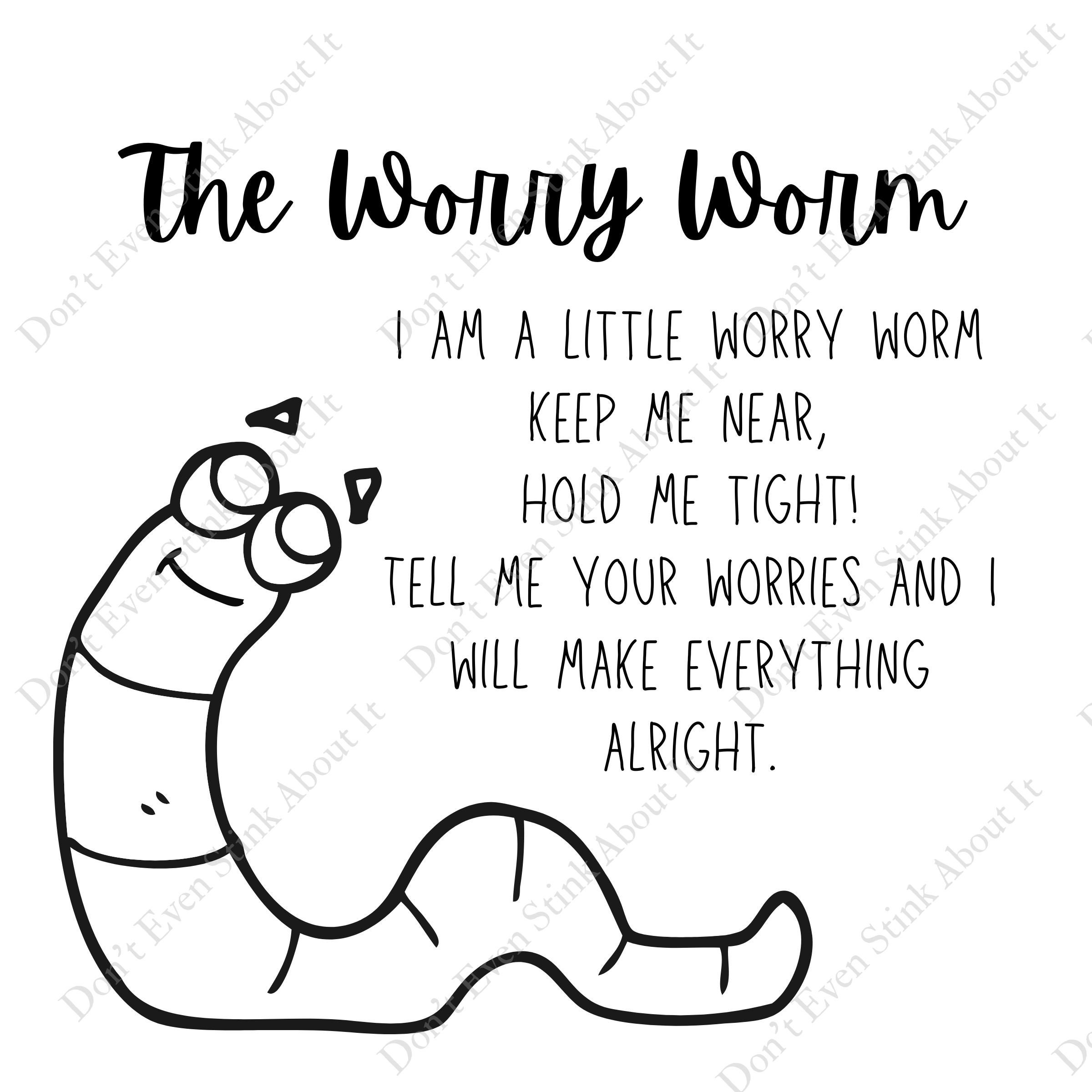 Worry Worm Tag 4x4 and 8.5x11- DIGITAL DOWNLOAD ONLY - Etsy