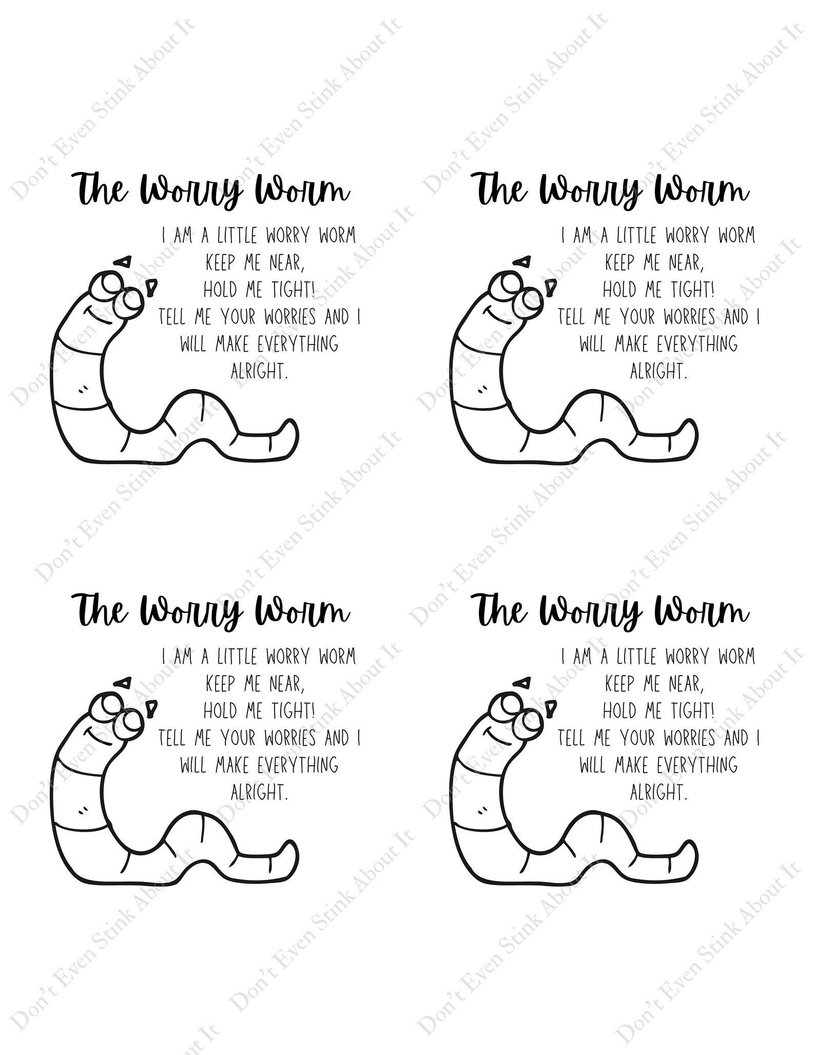 Worry Worm Tag 4x4 and 8.5x11- DIGITAL DOWNLOAD ONLY - Etsy