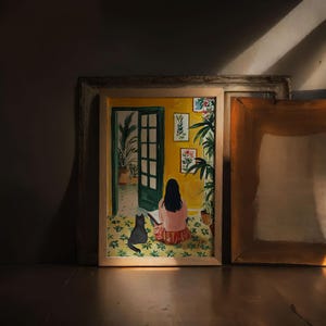 Crazy Cat Lady Art Print Poster Kitty Illustration Leaf Fig Plant Wall ...