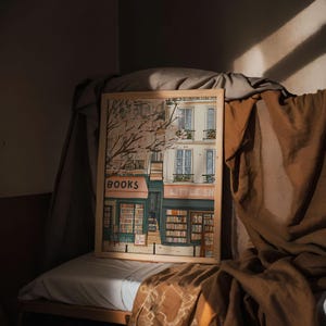 Bookshop Poster Library Print Book Wall Art Pastel Art New York Art ...