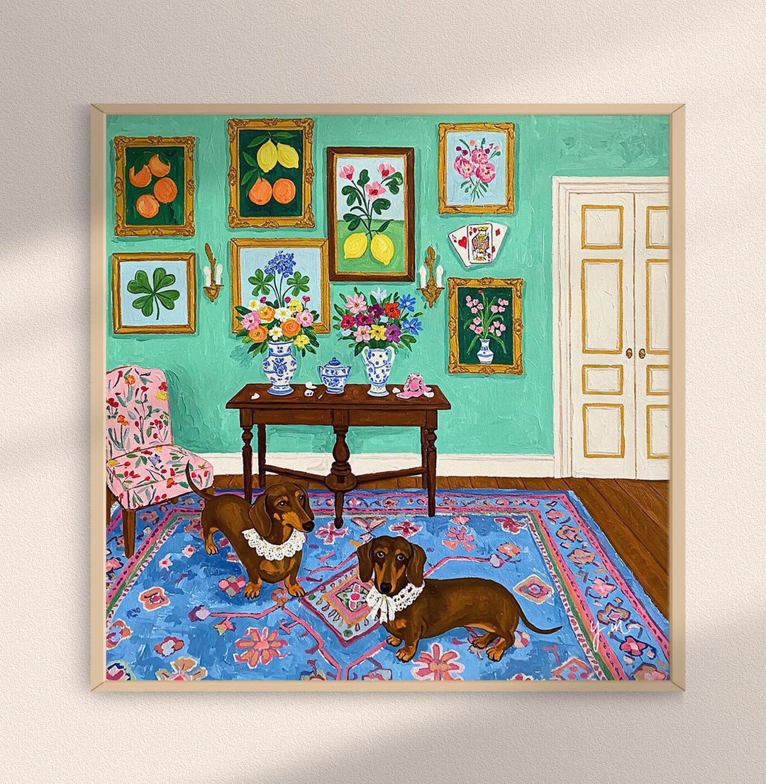 Aesthetic Dachshund Dog Wall Print Sausage Dog Wall Art Gift for Doggy ...