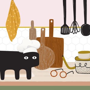 Kitchen Print Cat Chef Kitchen Art Kitchen Decor for Cat Lover Gift for ...