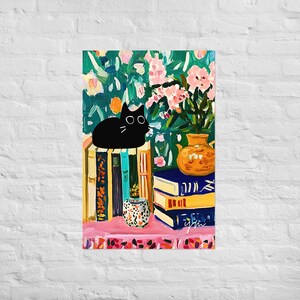 Vibrant Colorful Cat and Book Poster Academia Decor Library Week Wall ...