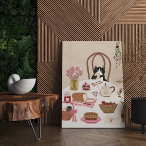 Toast Cat Print Coffee Dessert Print Coffee Cat Poster Bread Cat ...