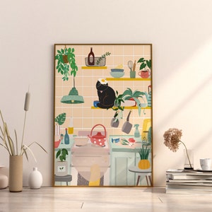 Kitchen Print Cat Chef Kitchen Art Kitchen Decor for Cat Lover Gift for ...