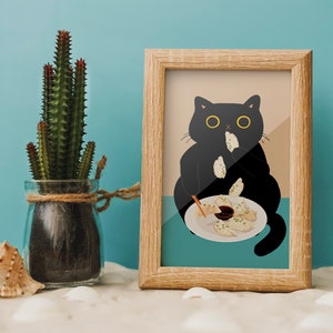 Dumpling Wall Art Black Cat Print Dim Sum Poster Wall Art Digital File ...