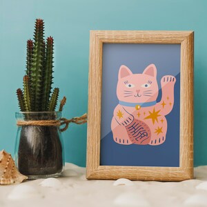 Printable the Fortune Cat Wall Art Lucky Cat Print Cat Lover Gift Good ...