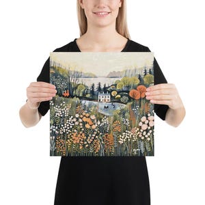 Greenery Poster Square Rare Find Landscape Art Print Black Cat in the ...