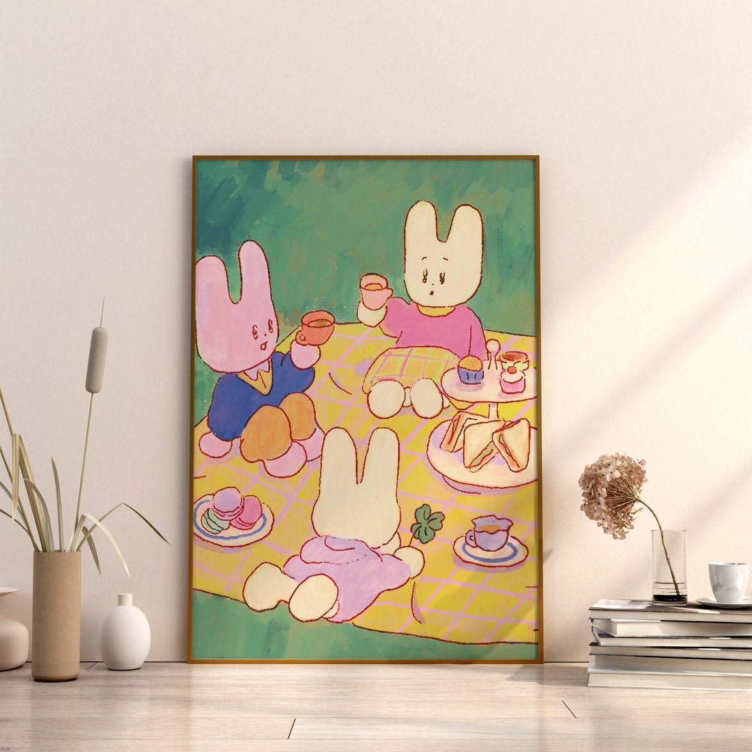 Easter Cozy Room Art Time for a Picnic Print Summer Picnic Still Life ...