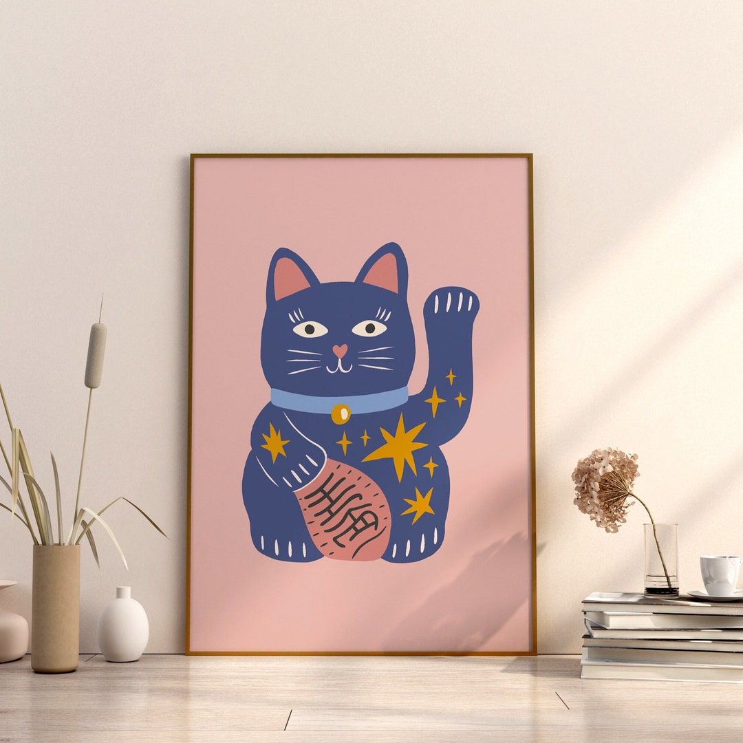 Printable the Fortune Cat Wall Art Lucky Cat Print Cat Lover Gift Good ...