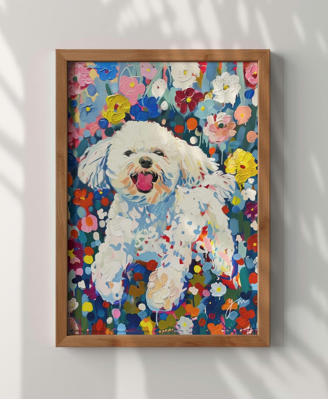 Maltipoo Gift Maximalist Preppy Dog Flowers Art Print Colorful Cute ...