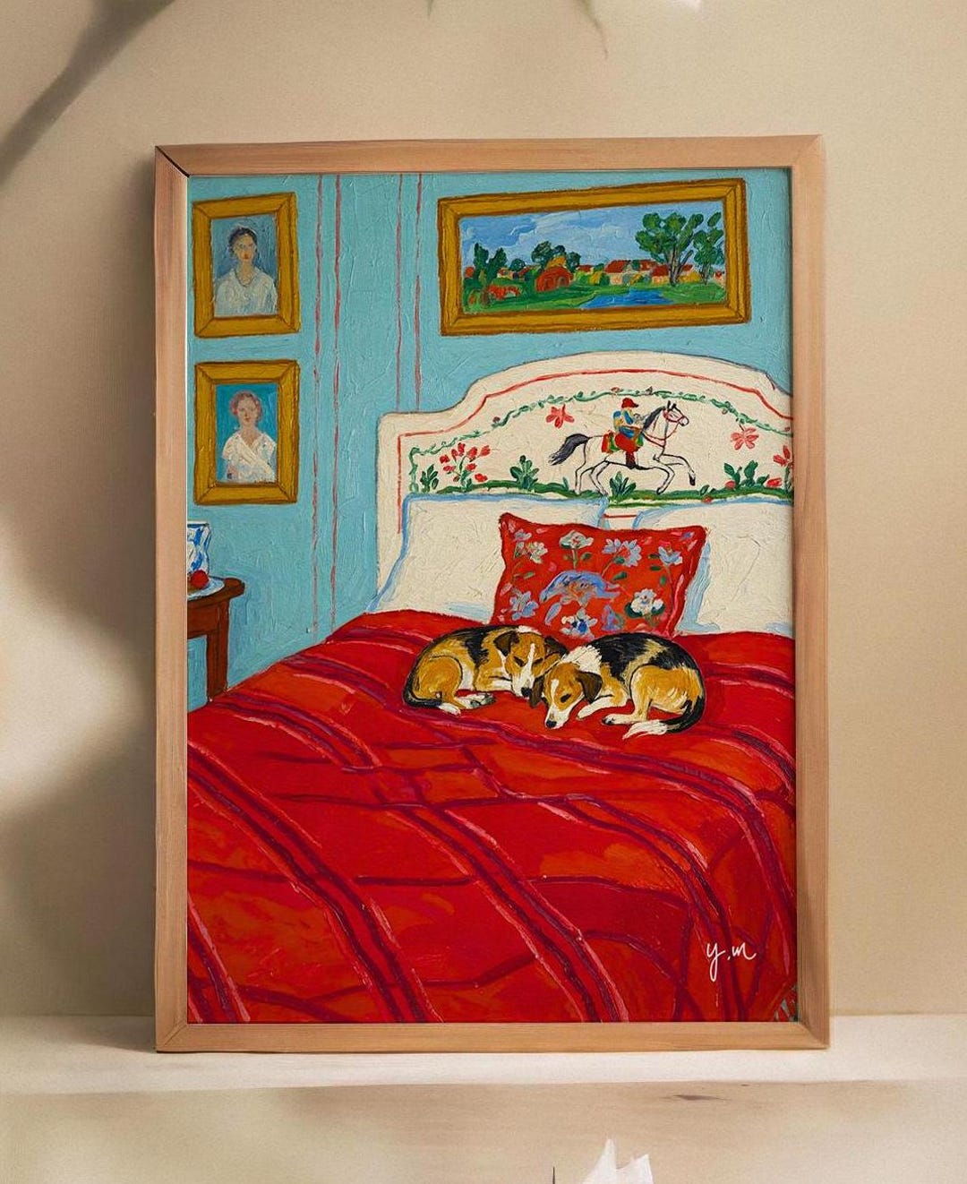 Henri Matisse Couple Dogs on Bed Print Aesthetic Bedroom Interior Wall ...
