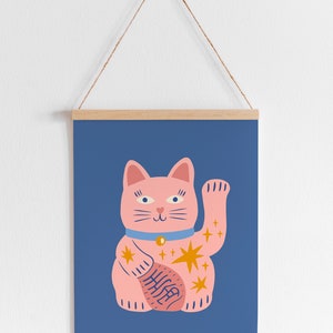 Printable the Fortune Cat Wall Art Lucky Cat Print Cat Lover Gift Good ...