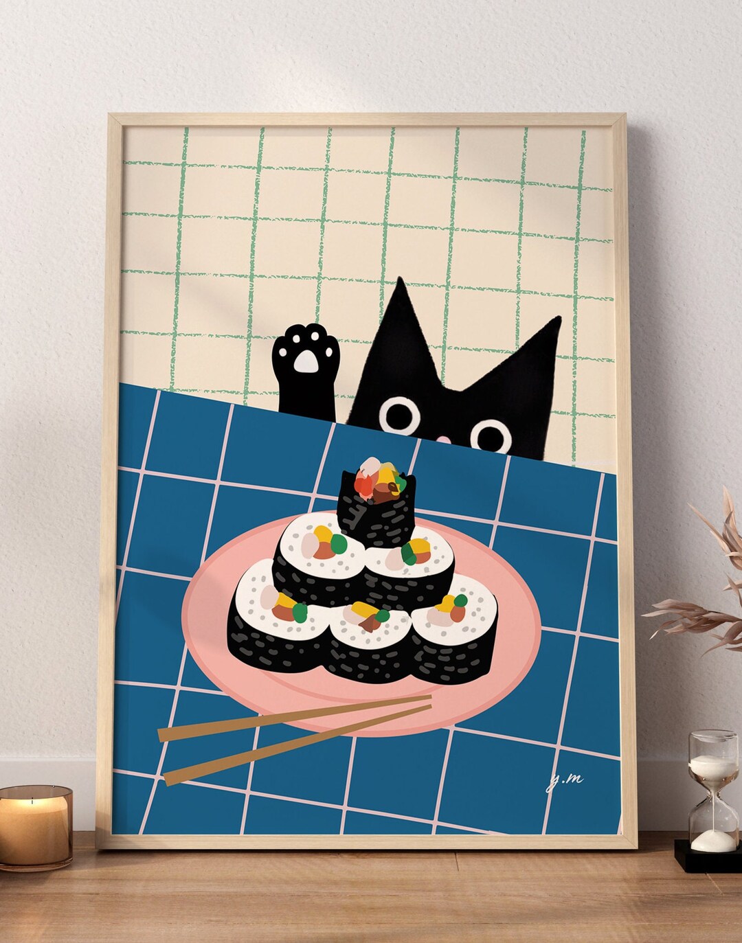 Bibimbap Kimchi Kimbap Korean Sushi Street Food Fish Bread Poster ...